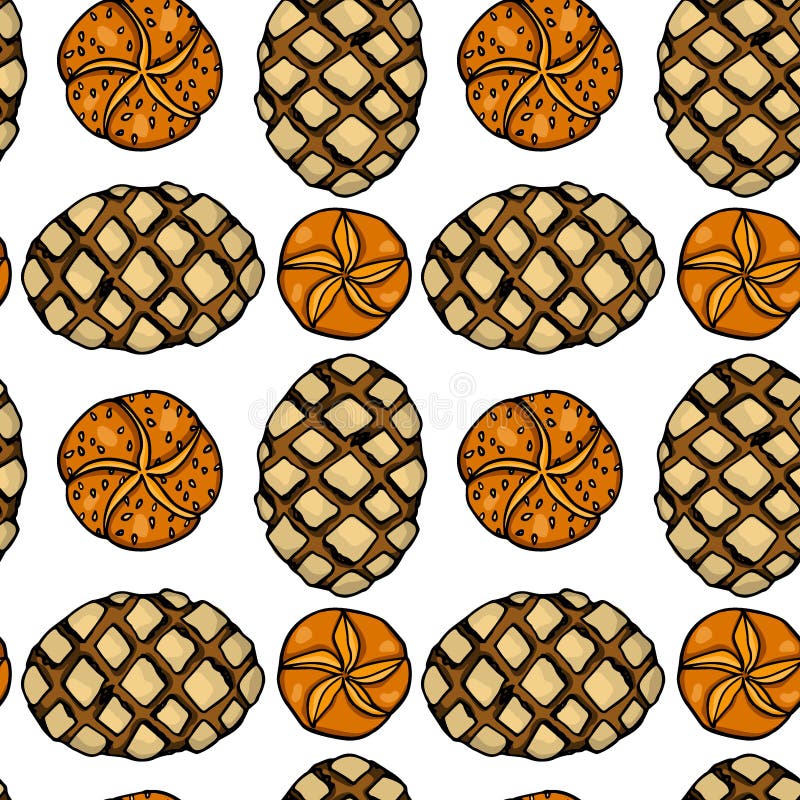 Hand Drawn German Bread Pattern Stock Vector - Illustration of banner ...
