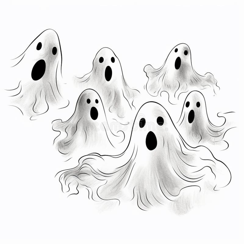 Hand-Drawn Ghost Vector Art Stock Illustration - Illustration of ...