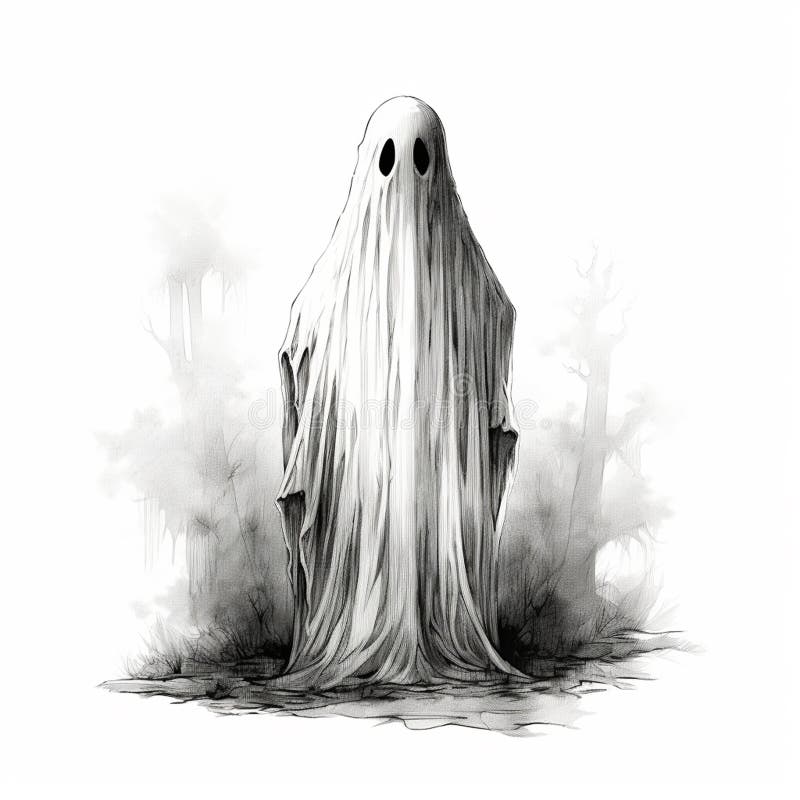 Hand-Drawn Ghosts Halloween Illustration Stock Illustration ...