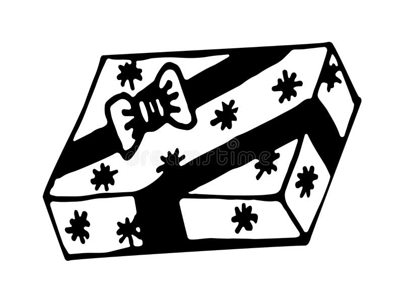 Hand Drawn Gift Box Icon Isolated Stock Vector - Illustration of ...