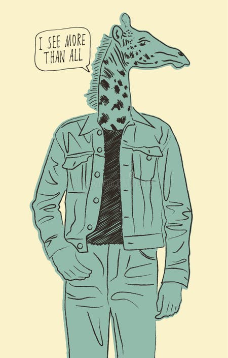 Hand Drawn Giraffe-man. Vector Illustration Stock Vector - Illustration ...