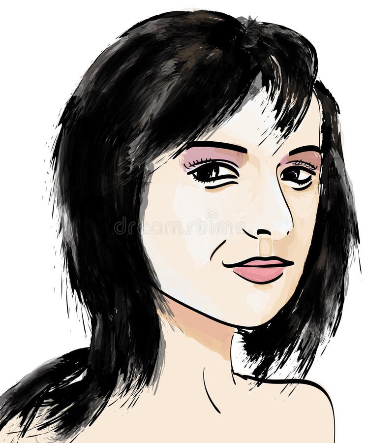 Hand drawn girl stock vector. Illustration of illustrator - 18909041