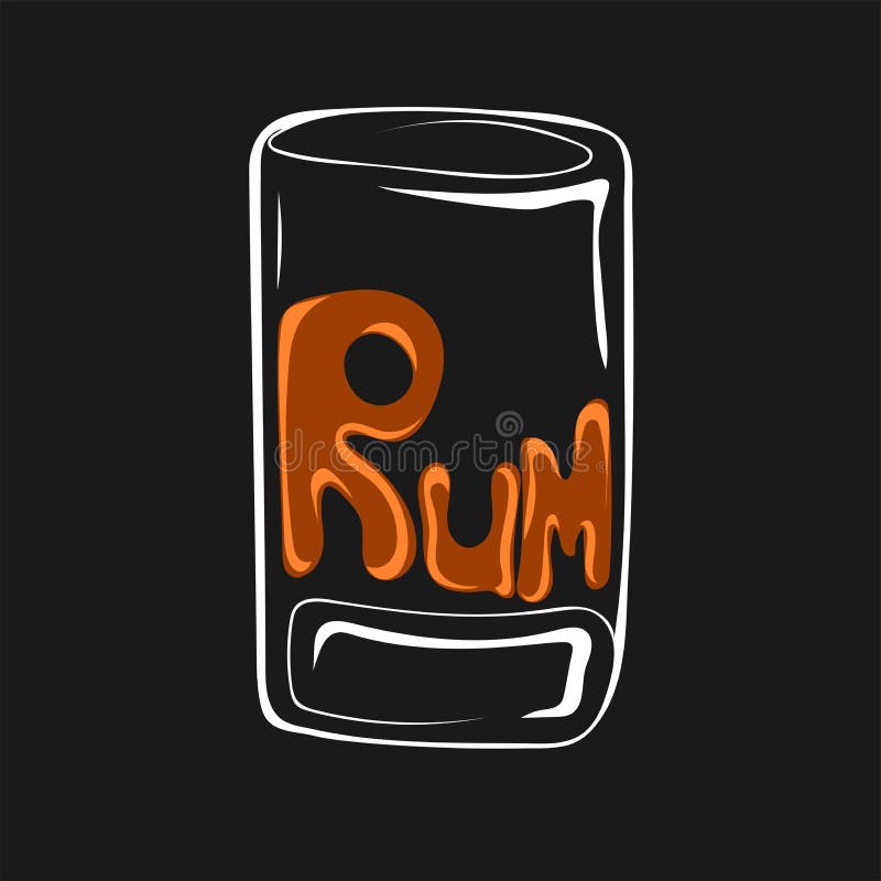 Hand Drawn Glass of Rum and Lettering Text Stock Vector - Illustration ...
