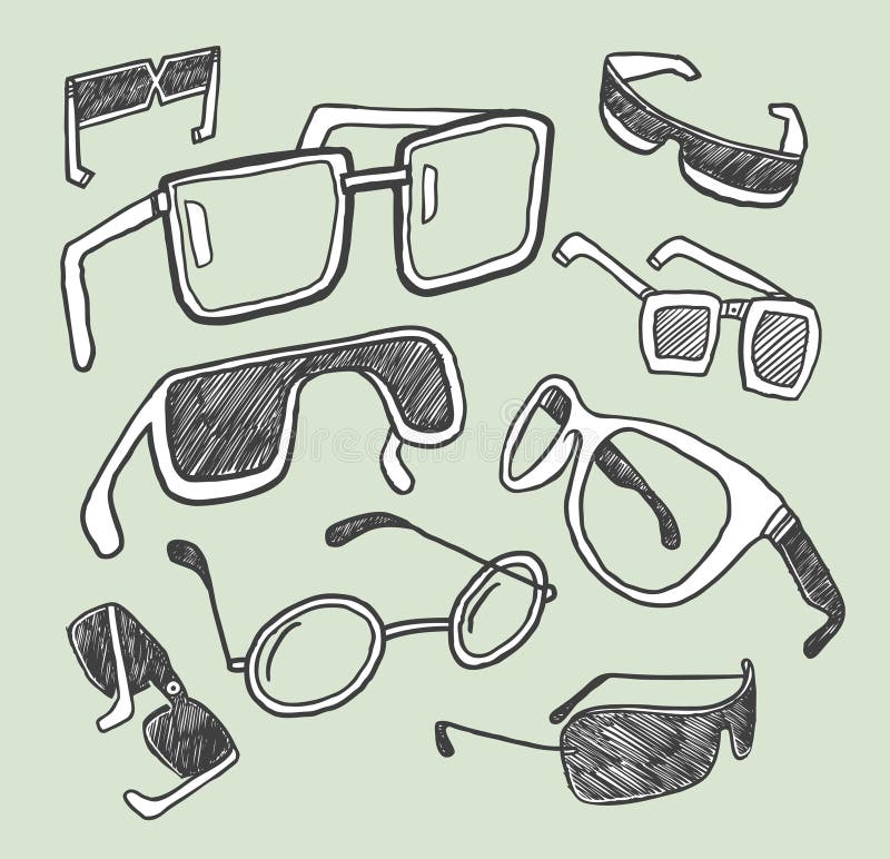 Hand drawn glasses doodles stock vector. Illustration of objects - 12148715