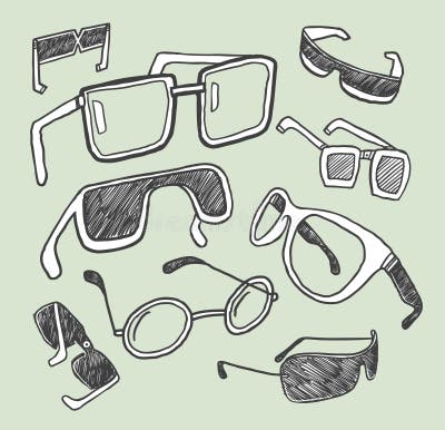 Hand drawn glasses doodles stock vector. Illustration of objects - 12148715