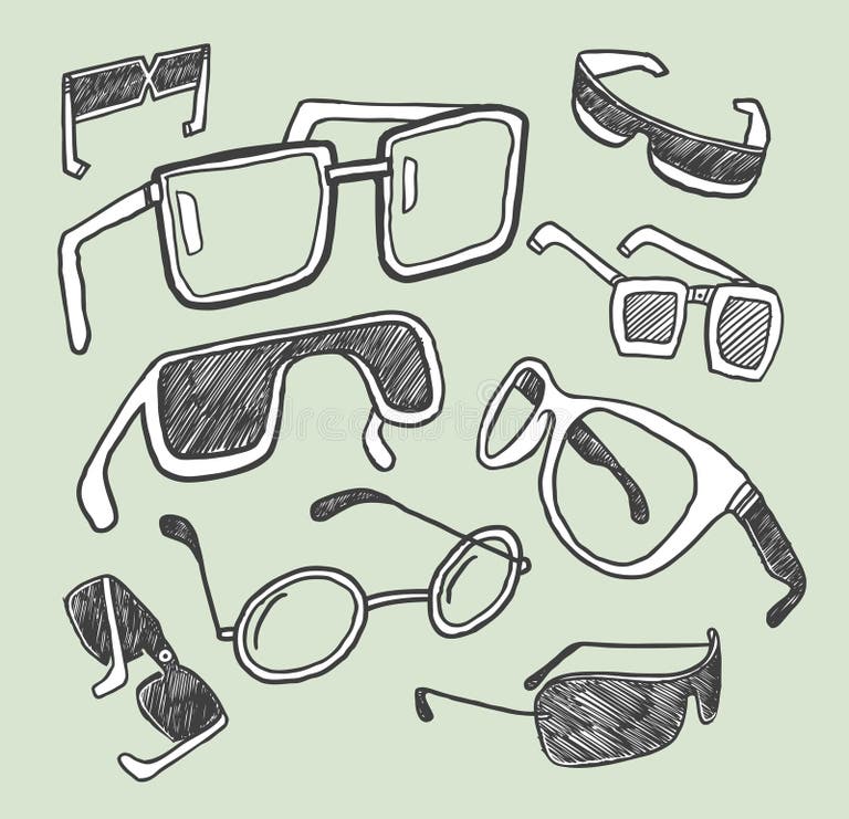 Hand drawn glasses doodles stock vector. Illustration of objects - 12148715