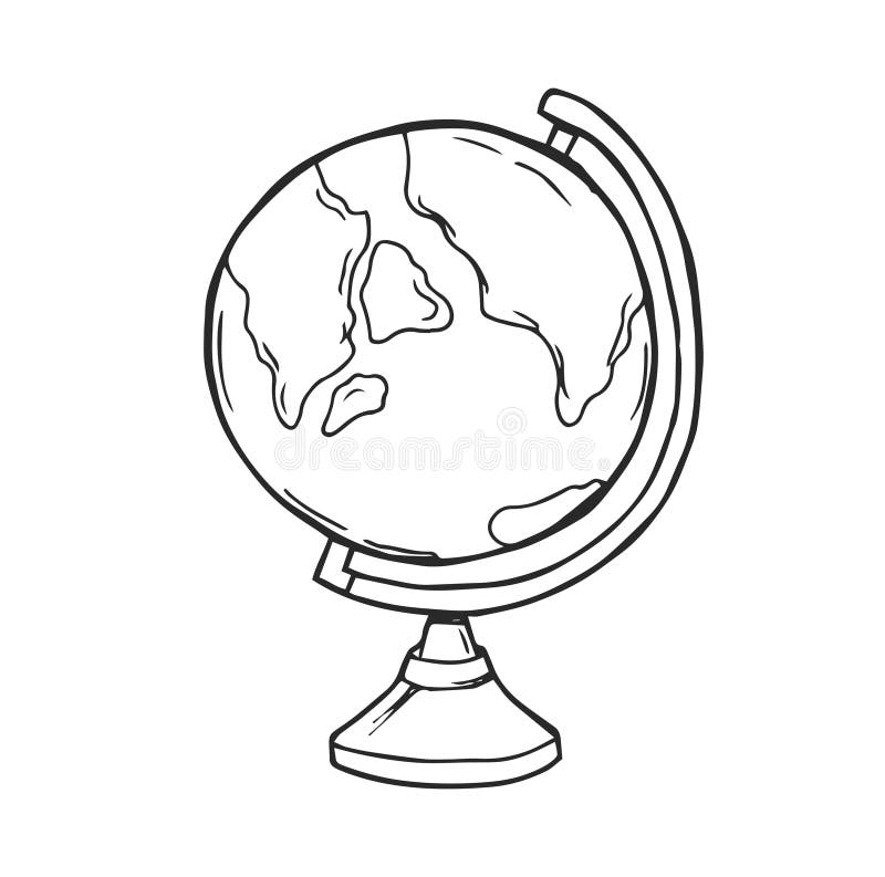 Hand Drawn Globe Doodle. Side with Australia. Sketch Icon. Vector ...