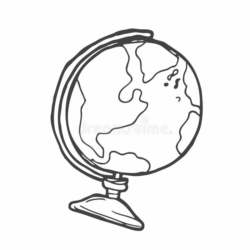 Hand Drawn Globe Doodle. Sketch Style Icon. Decoration Element ...