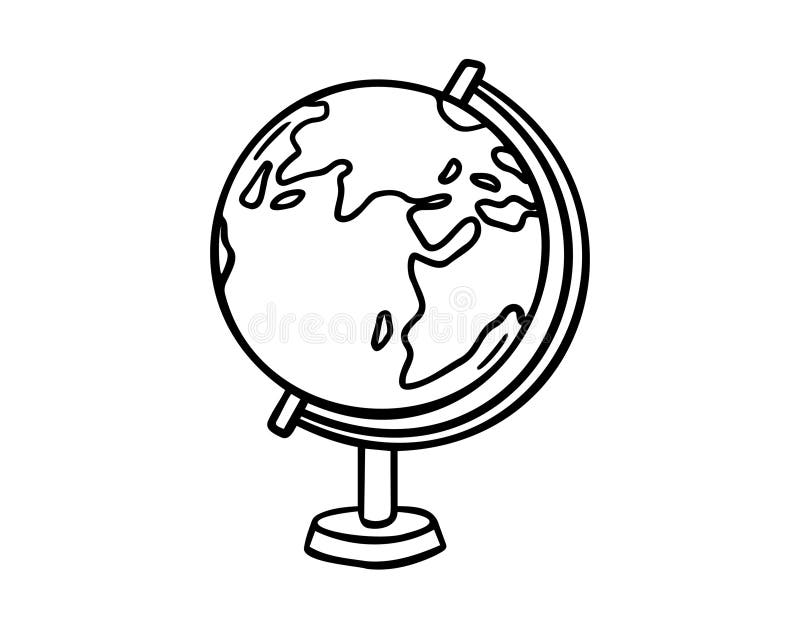 Hand Drawn Globe Outline Doodle. Side Globe Sketch Icon Stock Vector ...