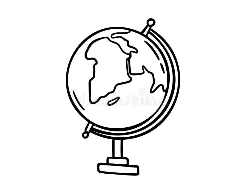 Hand Drawn Globe Outline Doodle. Side Globe Sketch Icon Stock Vector ...