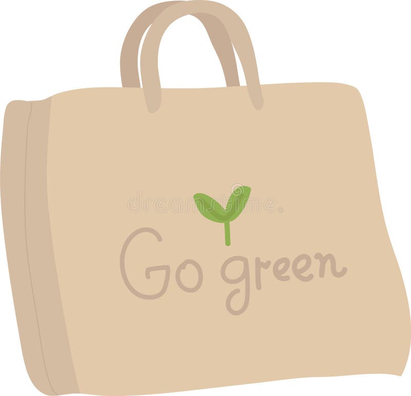 Hand Drawn Go Green Bag stock vector. Illustration of isolated - 347566323