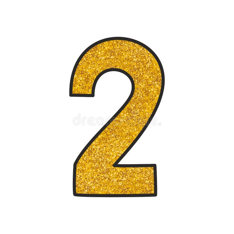 Gold Vector Number 2 Isolated on White Background Stock Vector ...