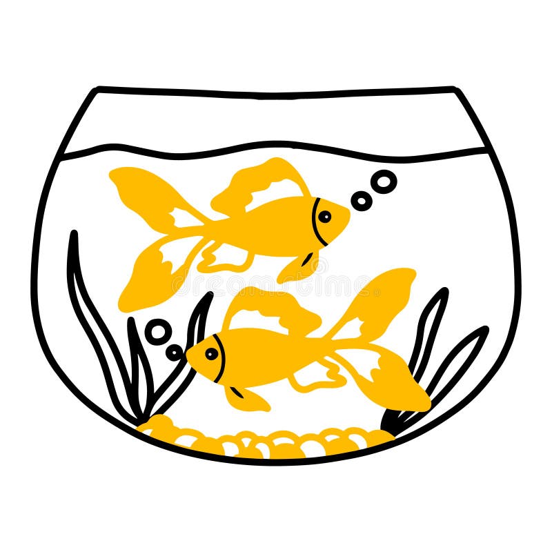 Hand drawn goldfish. stock vector. Illustration of underwater - 248439695
