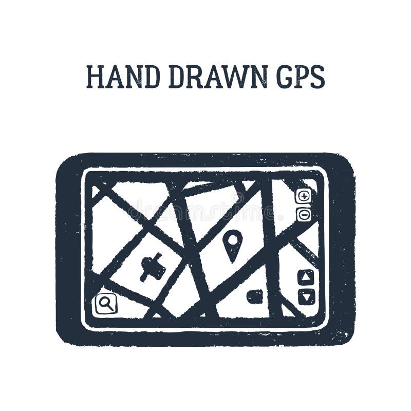 Hand Drawn GPS Device Vector Illustration. Stock Vector - Illustration ...