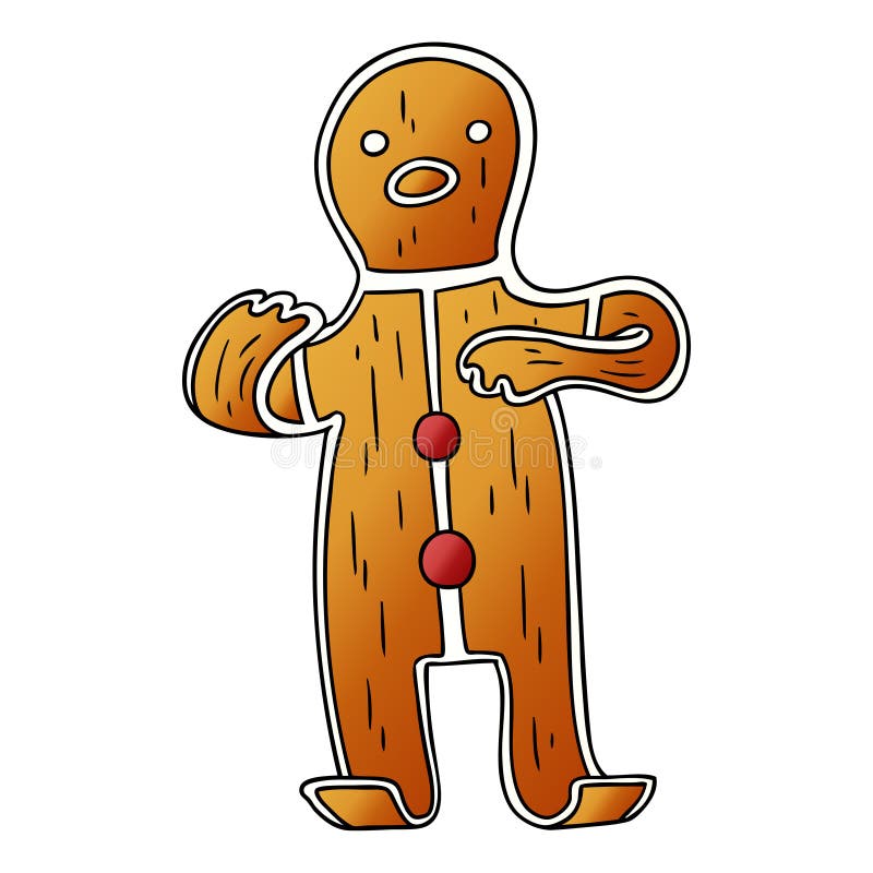 Hand Drawn Gradient Cartoon Doodle of a Gingerbread Man Stock Vector ...