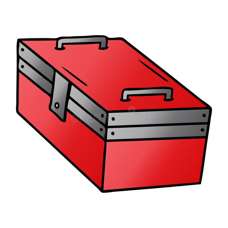 Hand Drawn Gradient Cartoon Doodle of a Metal Tool Box Stock Vector ...