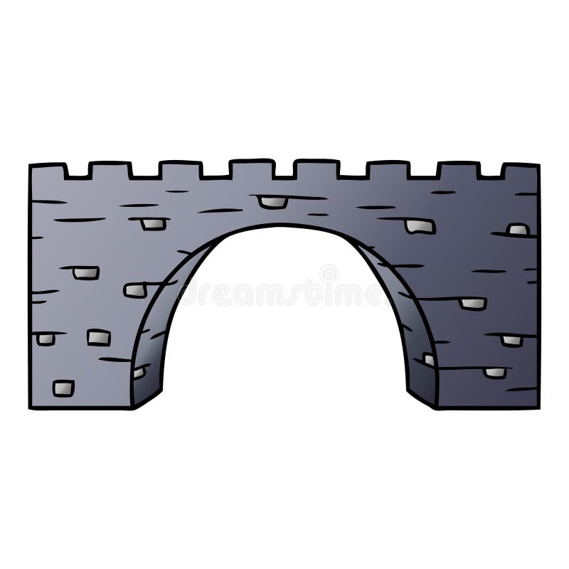 Hand Drawn Gradient Cartoon Doodle of a Stone Bridge Stock Vector ...