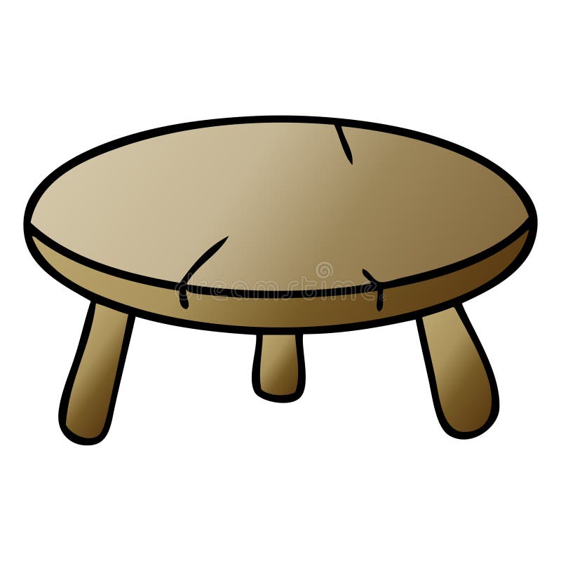 Hand Drawn Gradient Cartoon Doodle of a Wooden Stool Stock Vector ...
