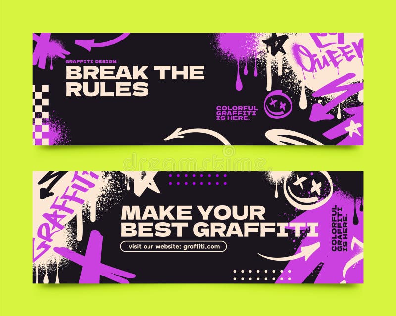 Hand Drawn Graffiti Banner Set Stock Illustration - Illustration of ...