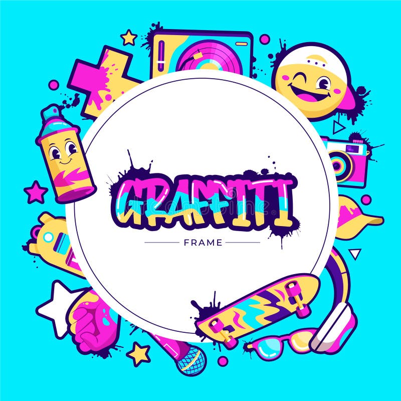 Hand Drawn Graffiti Elements Frame Stock Illustration - Illustration of ...