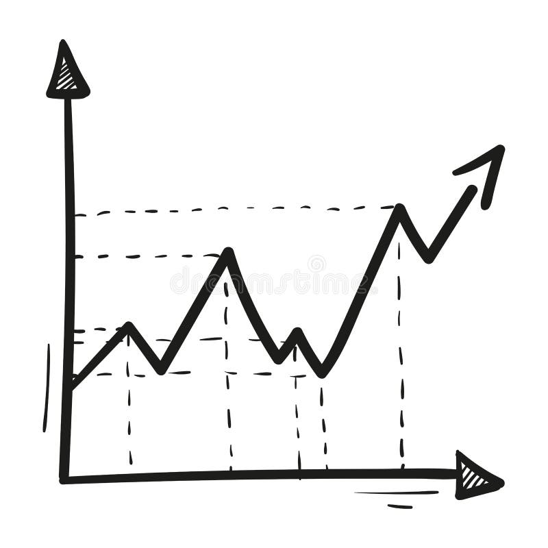 Hand Drawn Graph Growth Icon in Doodle Style Isolated Stock Vector ...