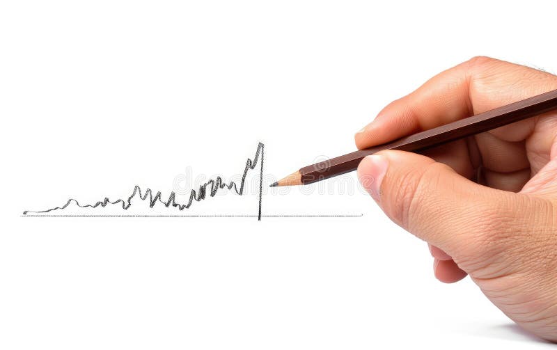 Hand-Drawn Graph in Progress on White Background, Stock Image - Image ...