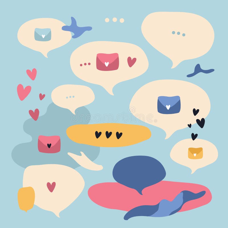 Hand Drawn Graphic Design Elements Set Messages Communication Concept ...