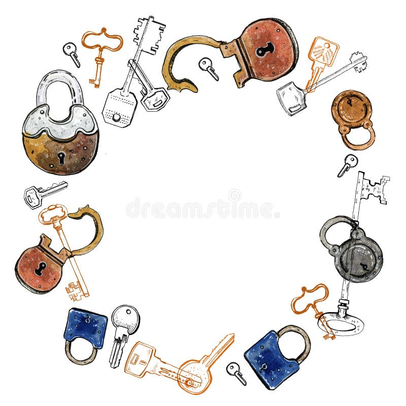 Stylized Locks Stock Illustrations – 226 Stylized Locks Stock ...