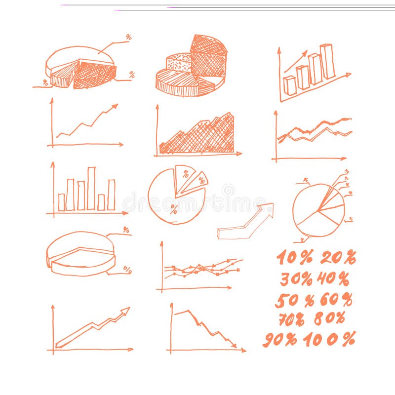 Graphs, Pie Charts and Diagrams. Hand Drawn Stock Vector - Illustration ...