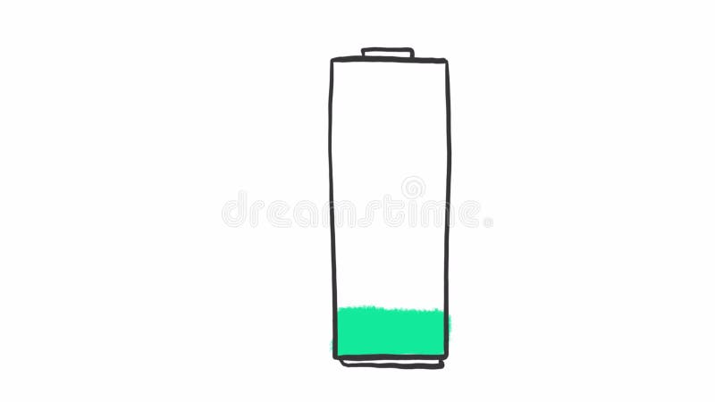 Hand Drawn Green Battery Charging Animation with Alpha Channel, Motion ...