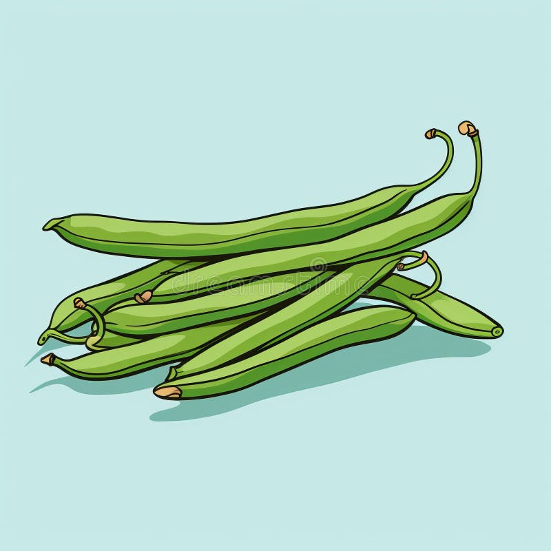 Hand Drawn Green Beans - Vector Flat Illustration Stock Illustration ...