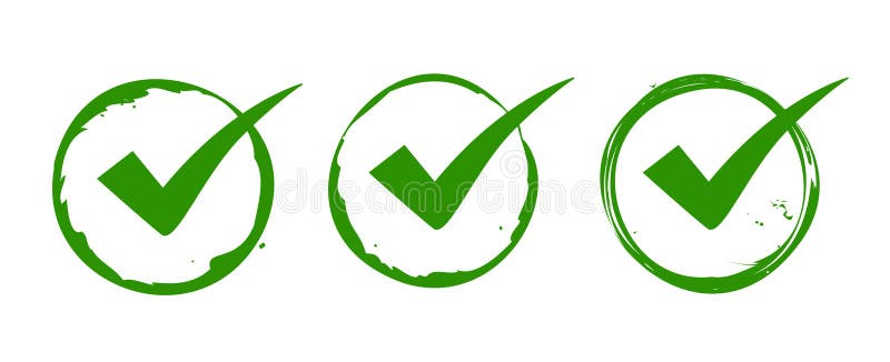 Hand Drawn Green Check Mark Tick in Set Stock Vector - Illustration of ...