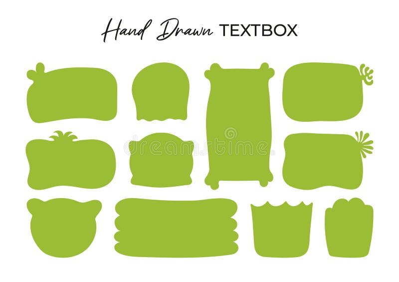 Hand Drawn Green Empty Textbox or Speech Bubbles Isolated on White ...