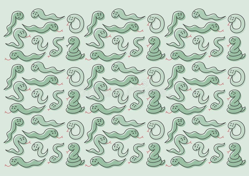 Hand-drawn Green Snake Pattern. Vector Illustration Stock Vector ...