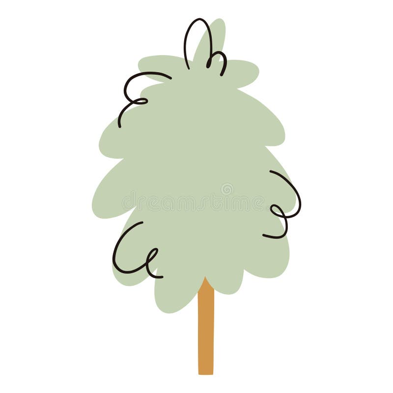 Hand Drawn Green Tree. Simple Vector Illustration. Stock Vector ...