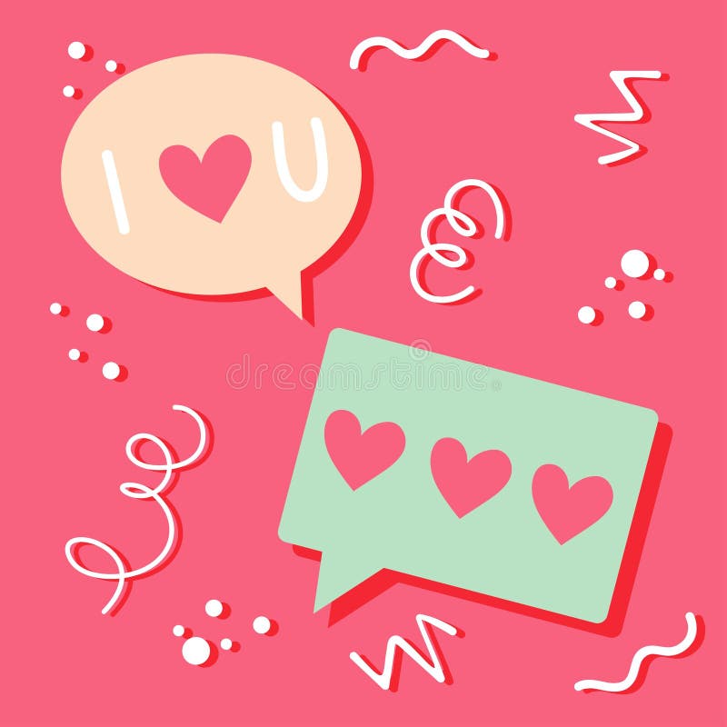 Hand Drawn Greeting Card with Love Messages. Vector Design with ...