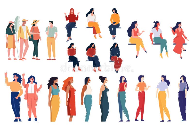 Hand Drawn a Group of Characters Standing and Talking at a Party in ...