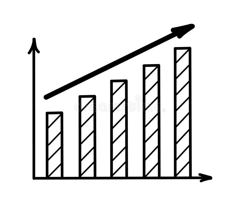 Hand Drawn Growing Bar Graph Illustration. Doodle Vector Illustration ...