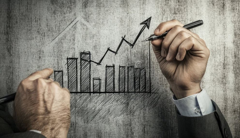 Hand-Drawn Growth Chart Business Success and Strategic Planning ...