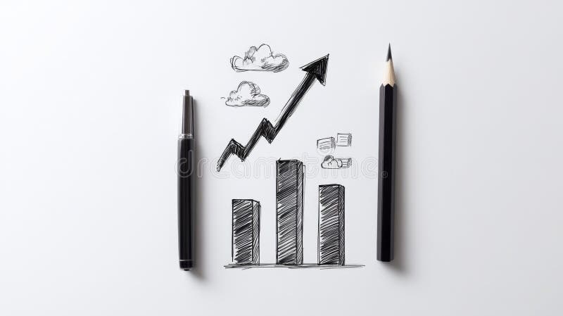 Hand-Drawn Growth Chart with Clouds – Creative Business Concept with ...