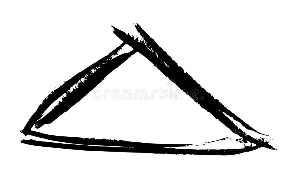 Hand Drawn Grunge Black Triangle Frame. Brush Stroke Hand Painted ...