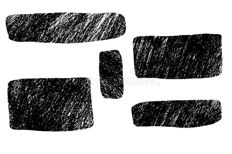 Hand Drawn Grunge Ink Black Strokes in Rectangle Shape, Creative Brush ...