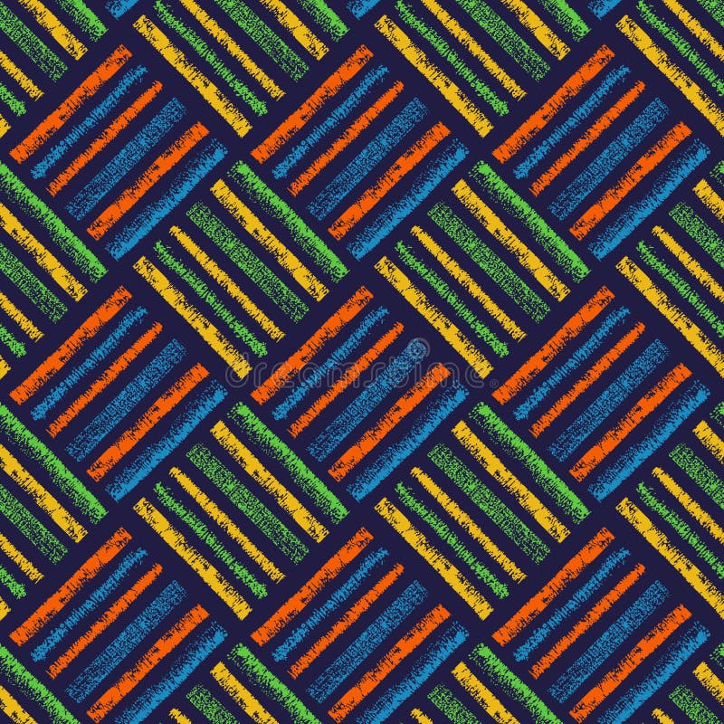 Hand Drawn Grunge Style Weaving Seamless Pattern.Multi Colored Vector ...