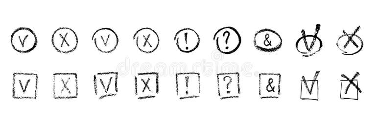 Hand Drawn Grunge Texture Tick, Mark, Checkboxes, Correct or Wrong ...