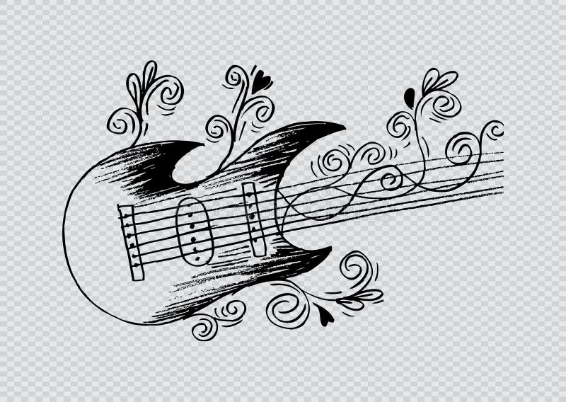 Hand drawn guitar stock vector. Illustration of abstract - 88563560