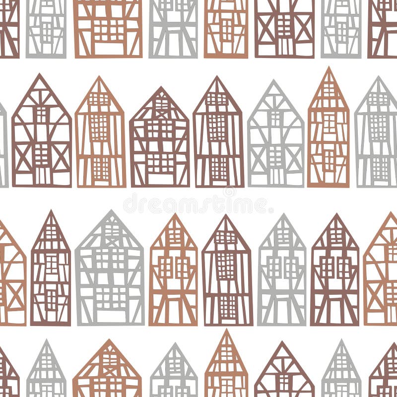 Half-timbered Houses. Vector Pattern Stock Vector - Illustration of ...