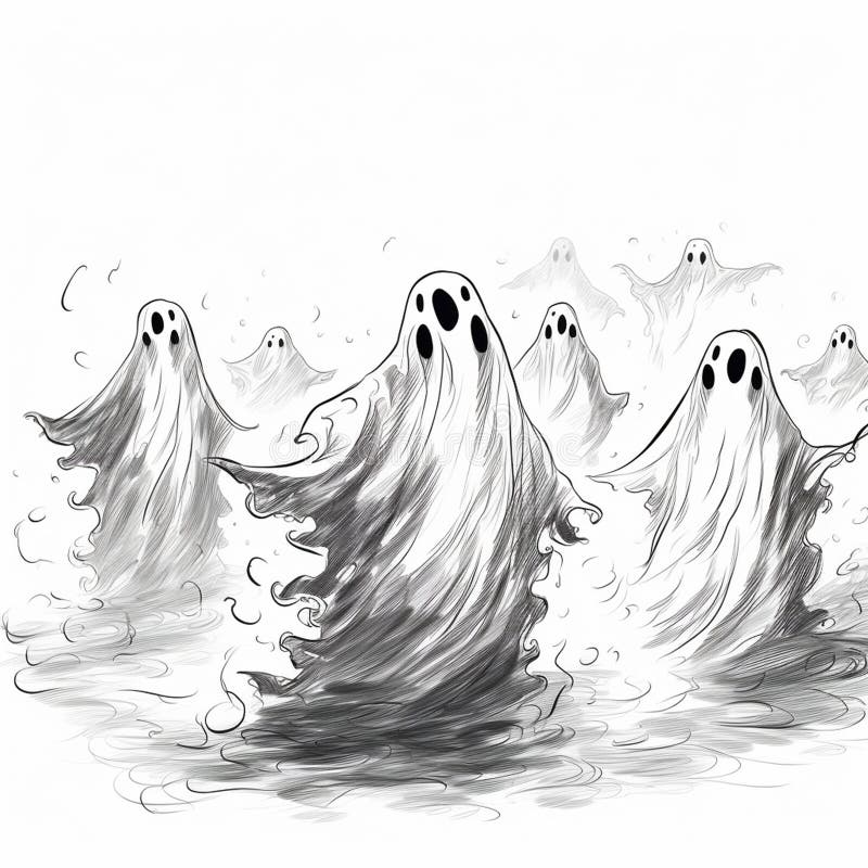 Hand-Drawn Halloween Ghost for Any Purpose Stock Image - Image of ...