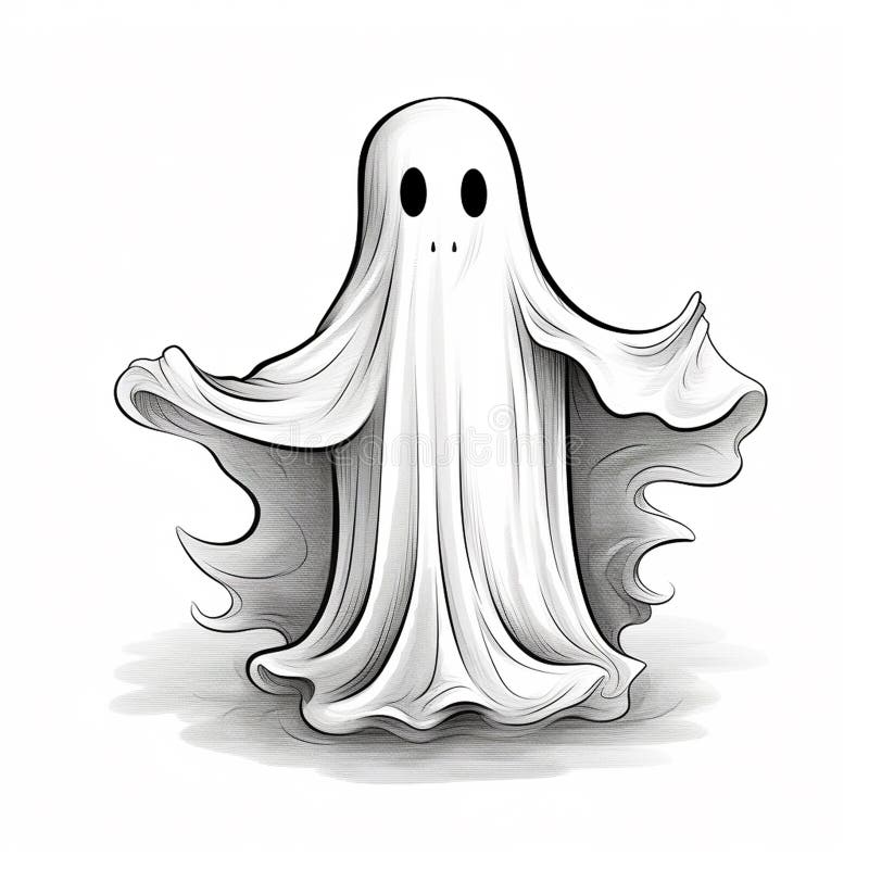 Hand-Drawn Halloween Ghost for Any Purpose Stock Illustration ...