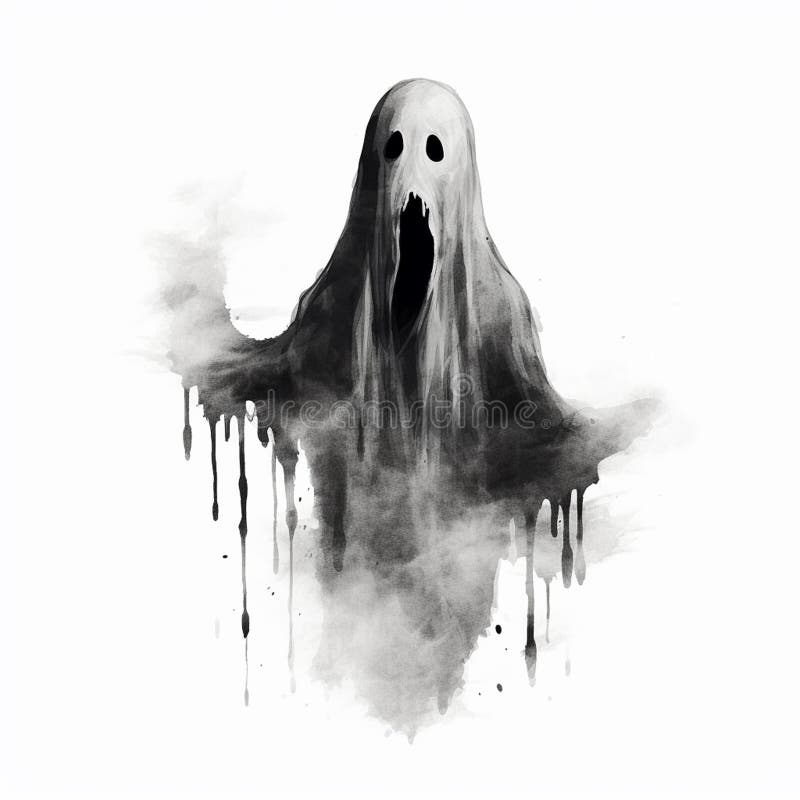 Hand-Drawn Halloween Ghost Artistic Apparition Stock Illustration ...