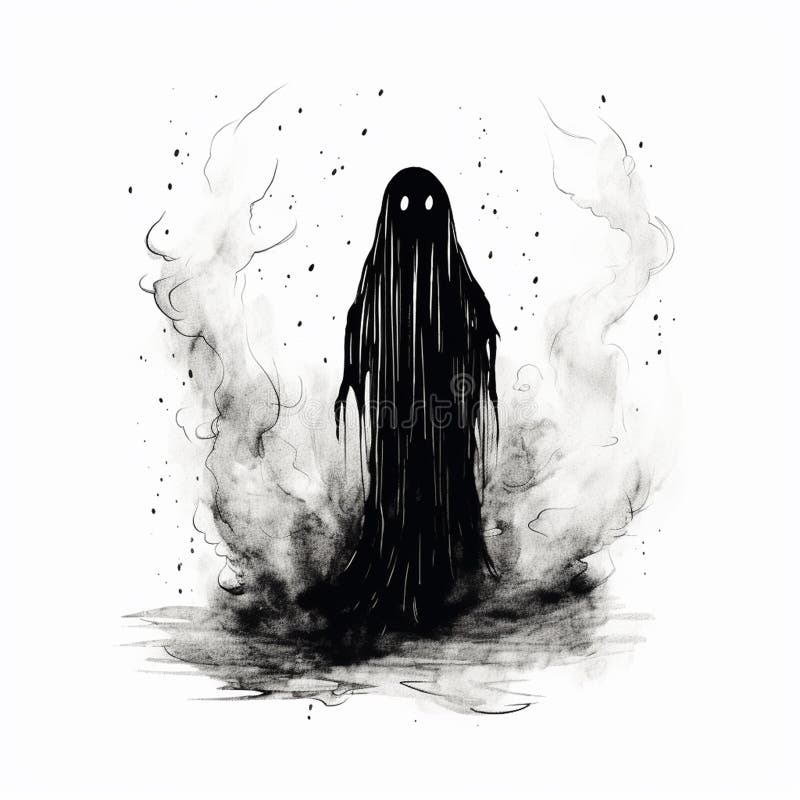 Hand-Drawn Halloween Ghost Characters Artistic Magic Stock Illustration ...